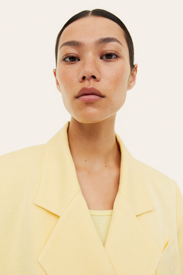 Double-breasted linen-blend blazer