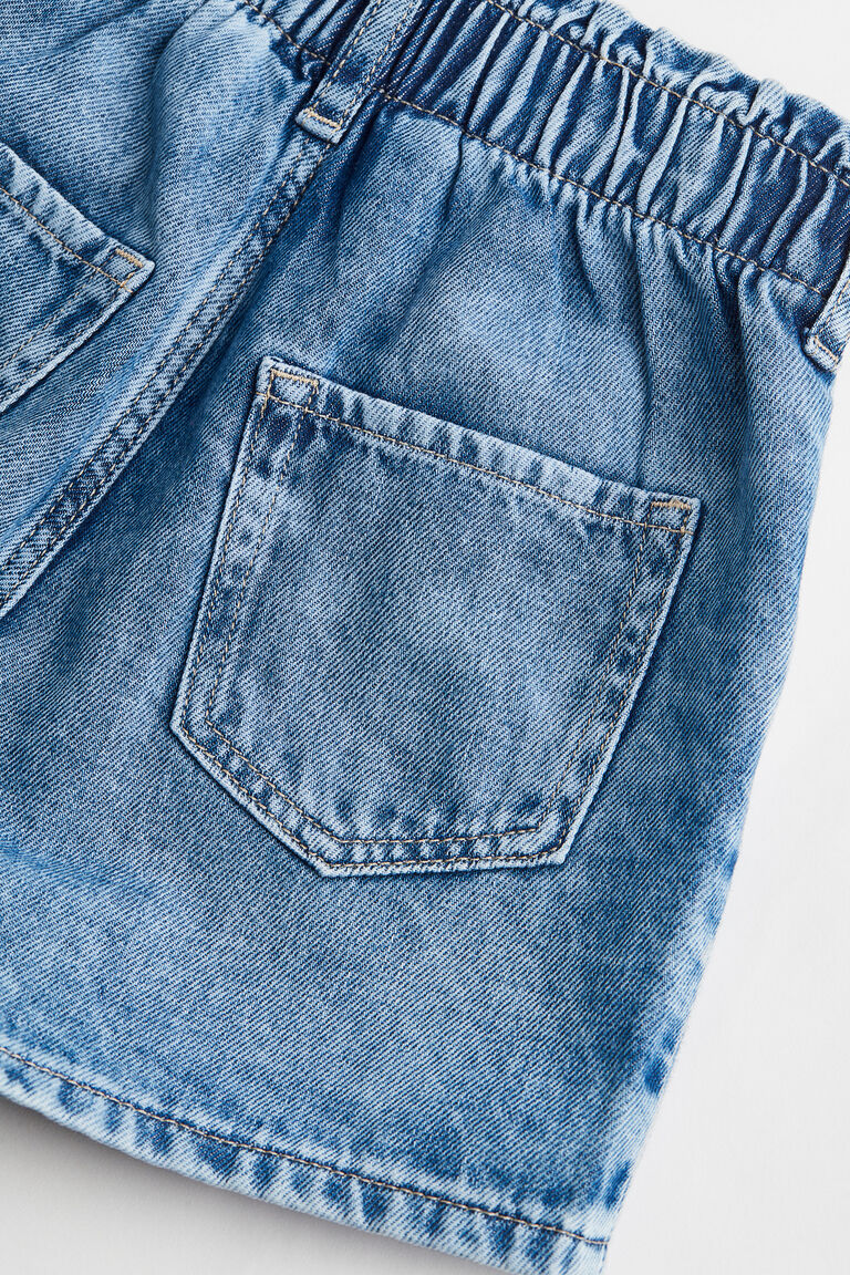 Denim paper bag shorts