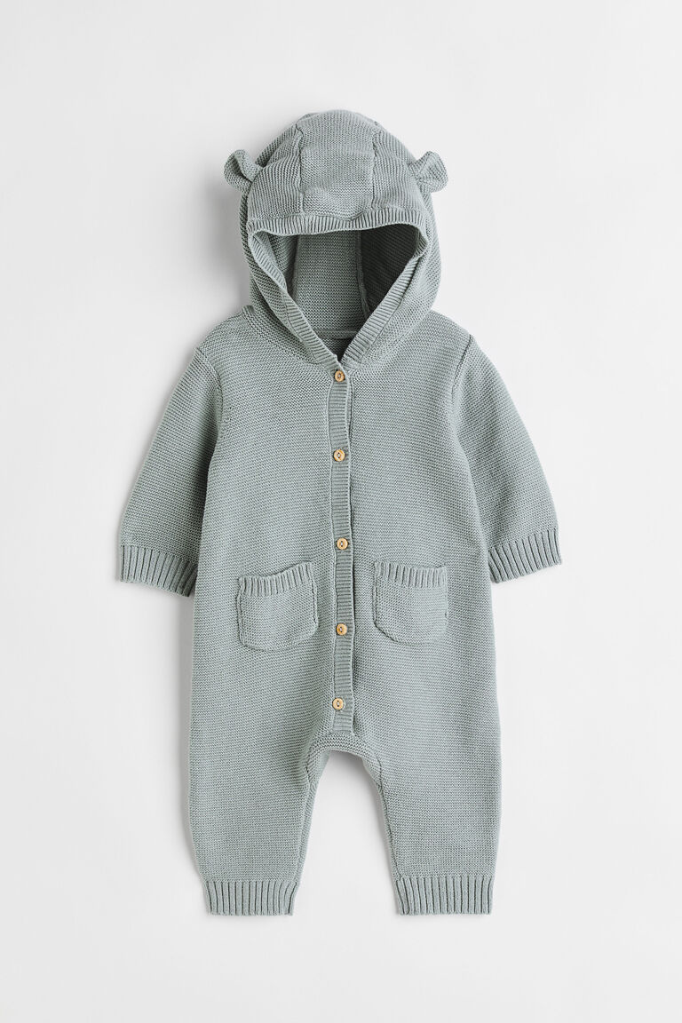 Knitted cotton all-in-one suit