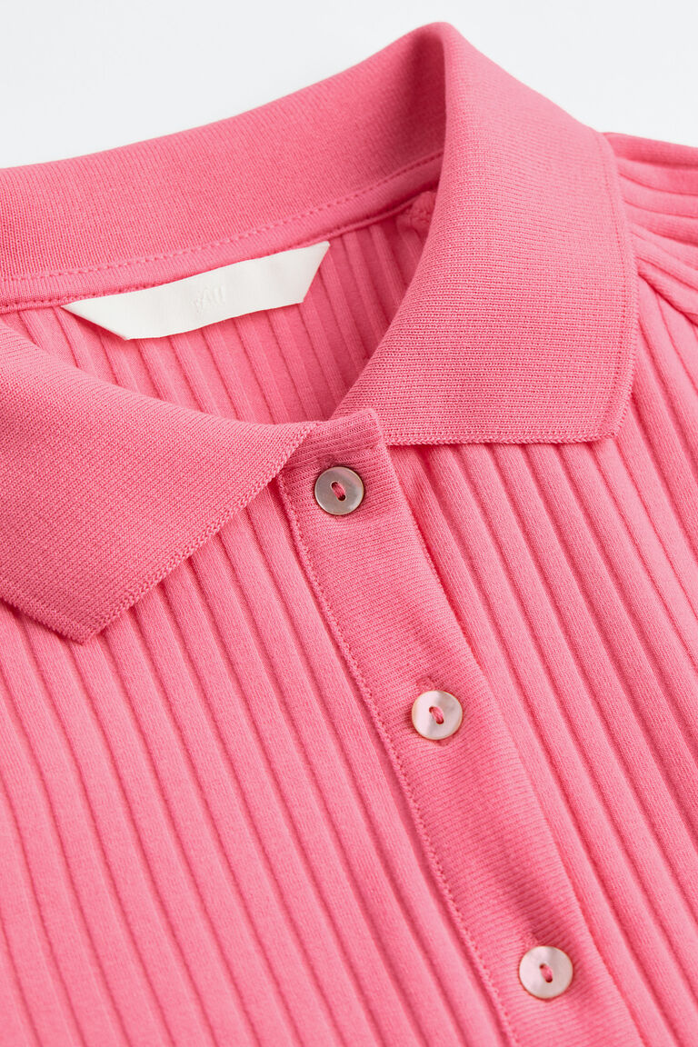 Collared button-front top