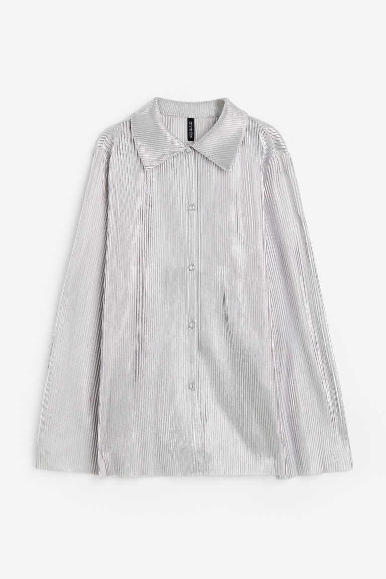 Shimmering metallic pleated shirt