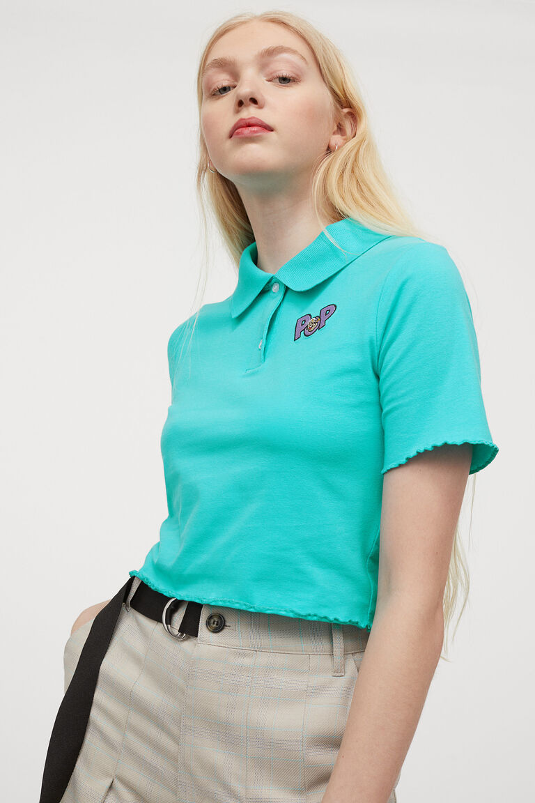 Cropped polo shirt