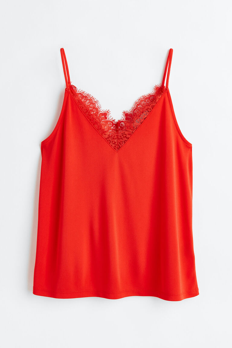 Lace-trimmed cami top