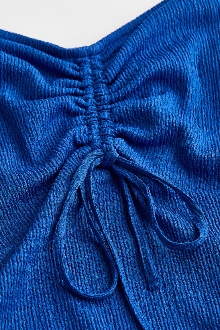 Crinkled Drawstring-detail Dress