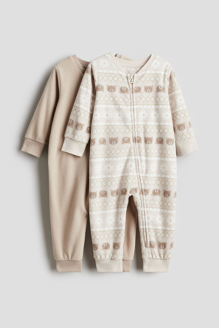 2-pack fleece zip-up sleepsuits