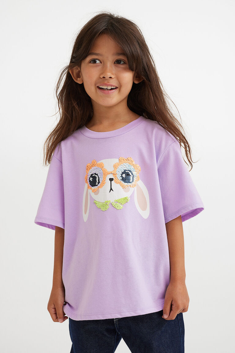 Reversible sequin-motif T-shirt