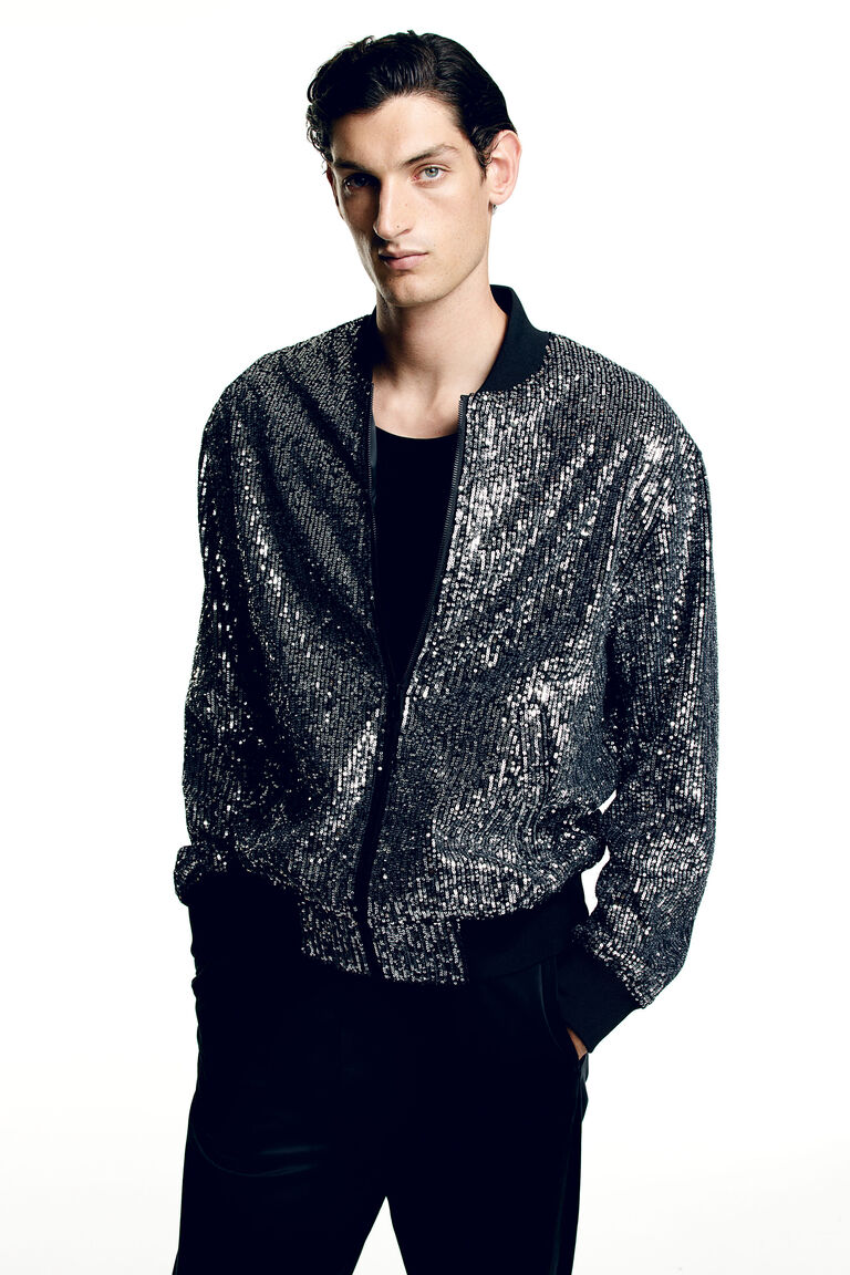 Regular Fit Sequined bomber jacket