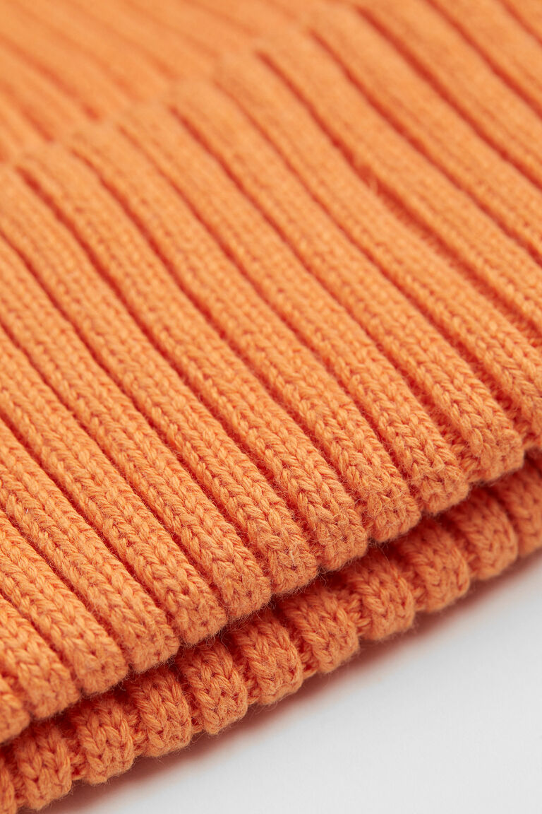 Rib-knit cotton hat
