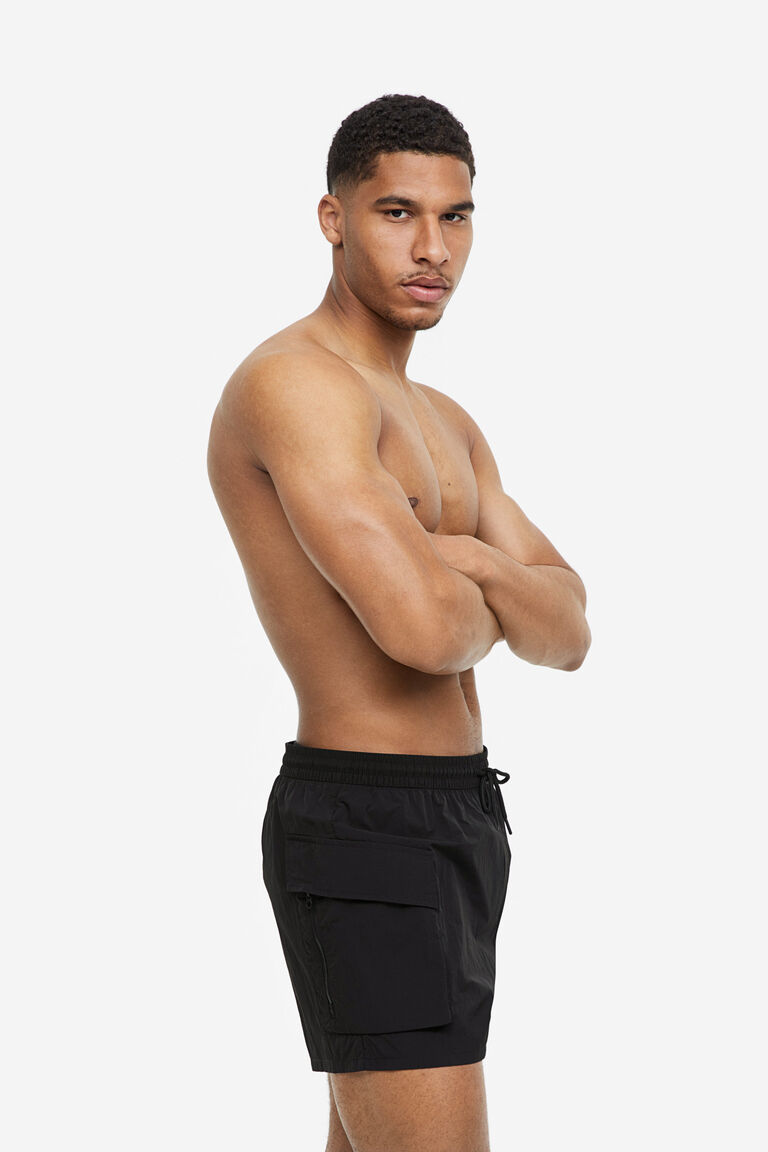 Leg-pocket swim shorts