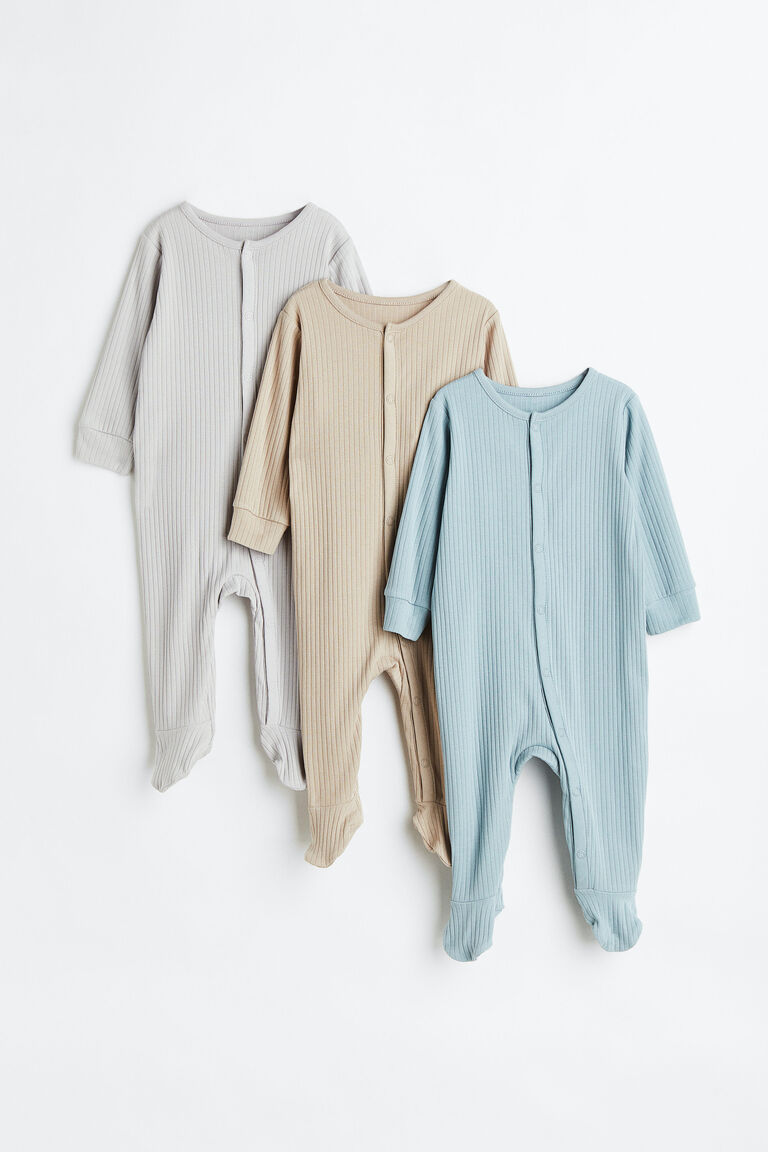 3-pack ribbed cotton pyjamas