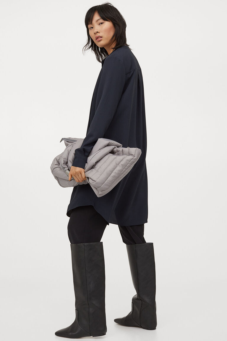 Shirt bib-front-detail dress