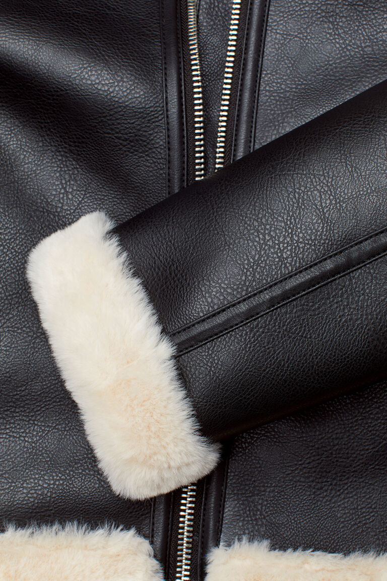 Faux fur-lined jacket