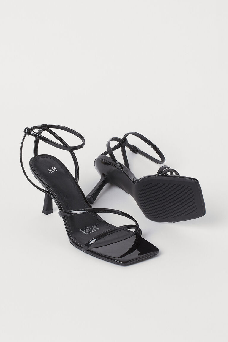 Patent strappy sandals