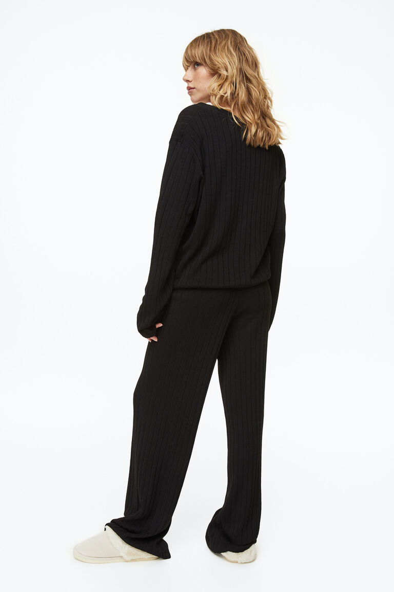Rib-knit trousers