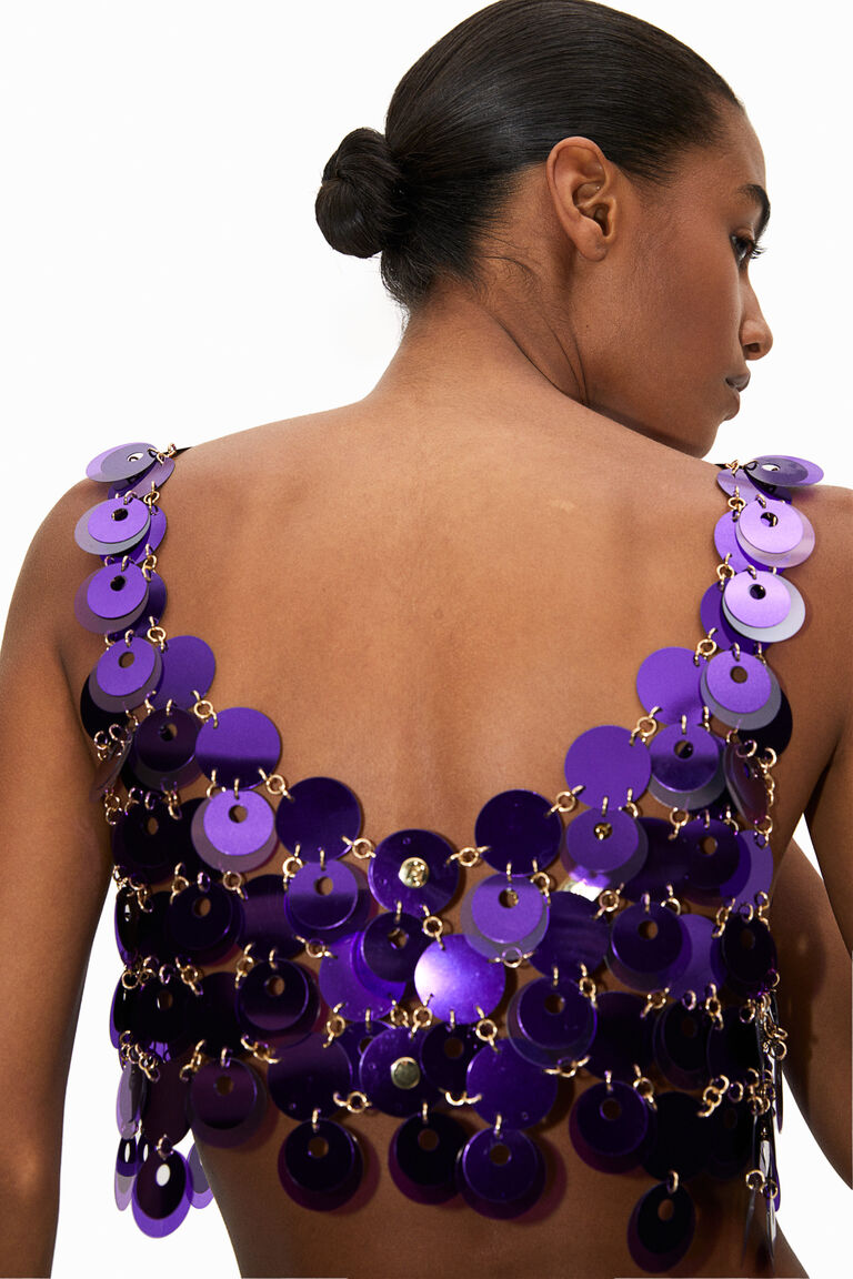Sequin-disc crop top