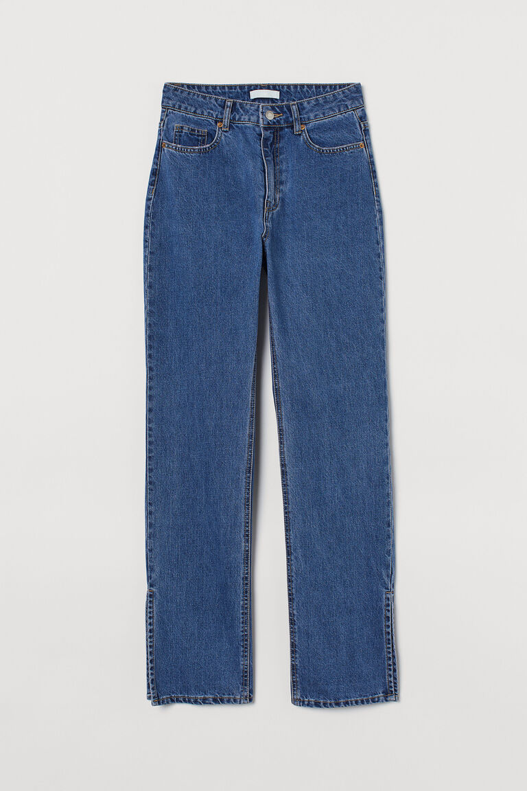 Straight High Split Jeans