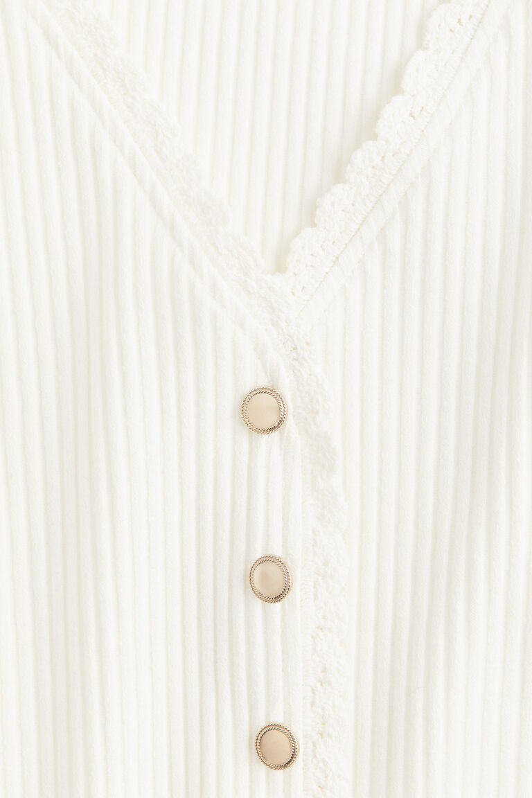 Ribbed button-front top