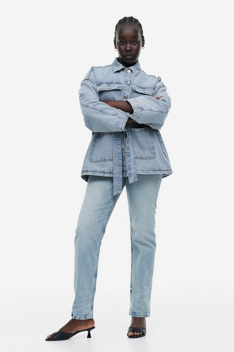 Tie-belt denim jacket