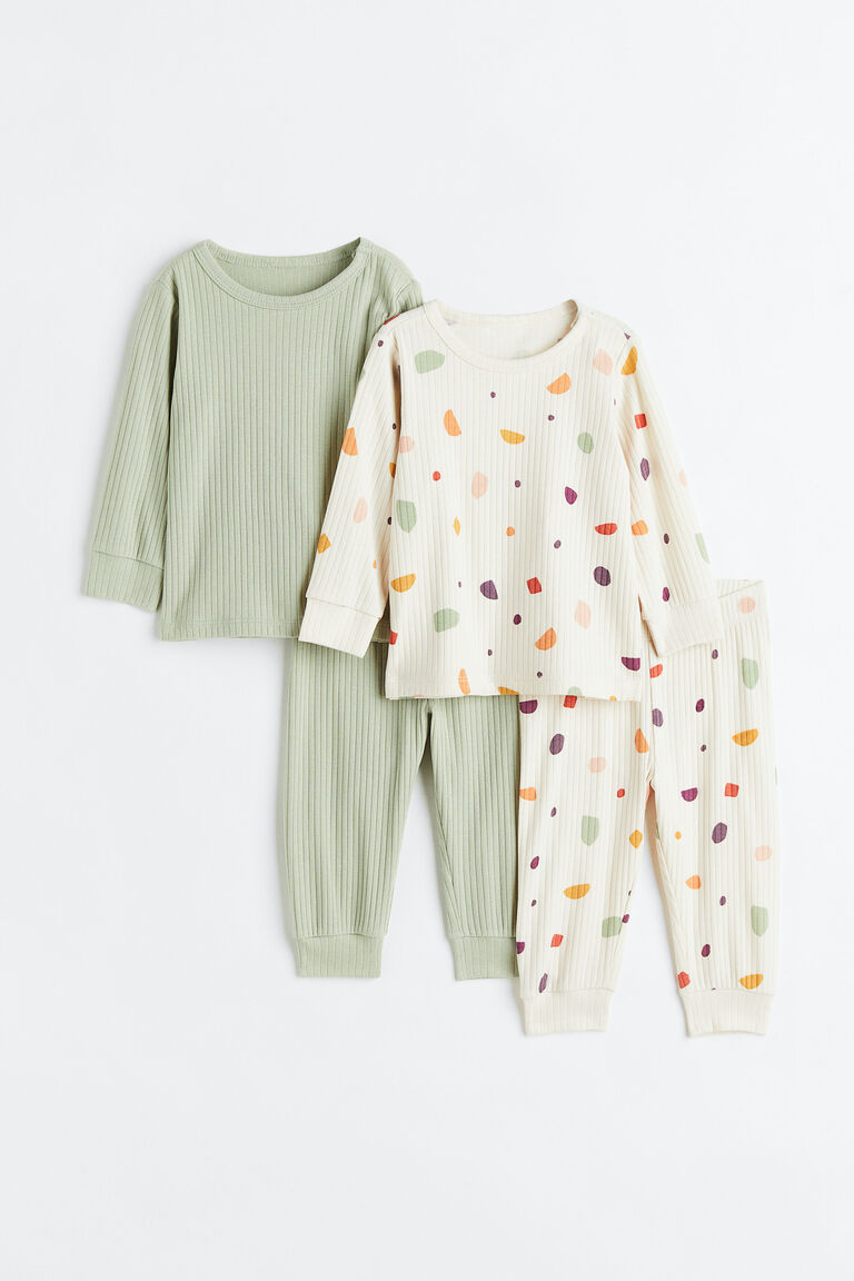 2-pack ribbed cotton pyjamas