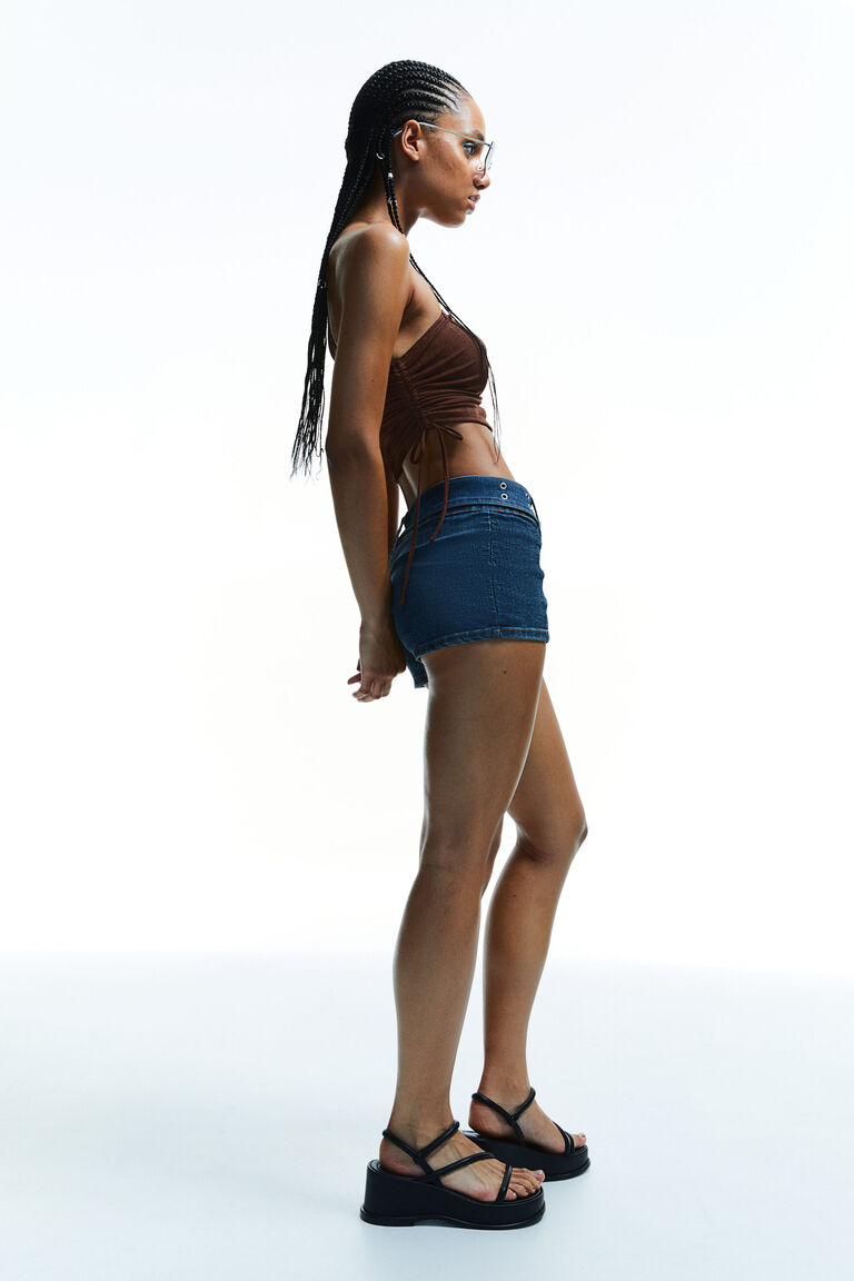 One-shoulder drawstring top