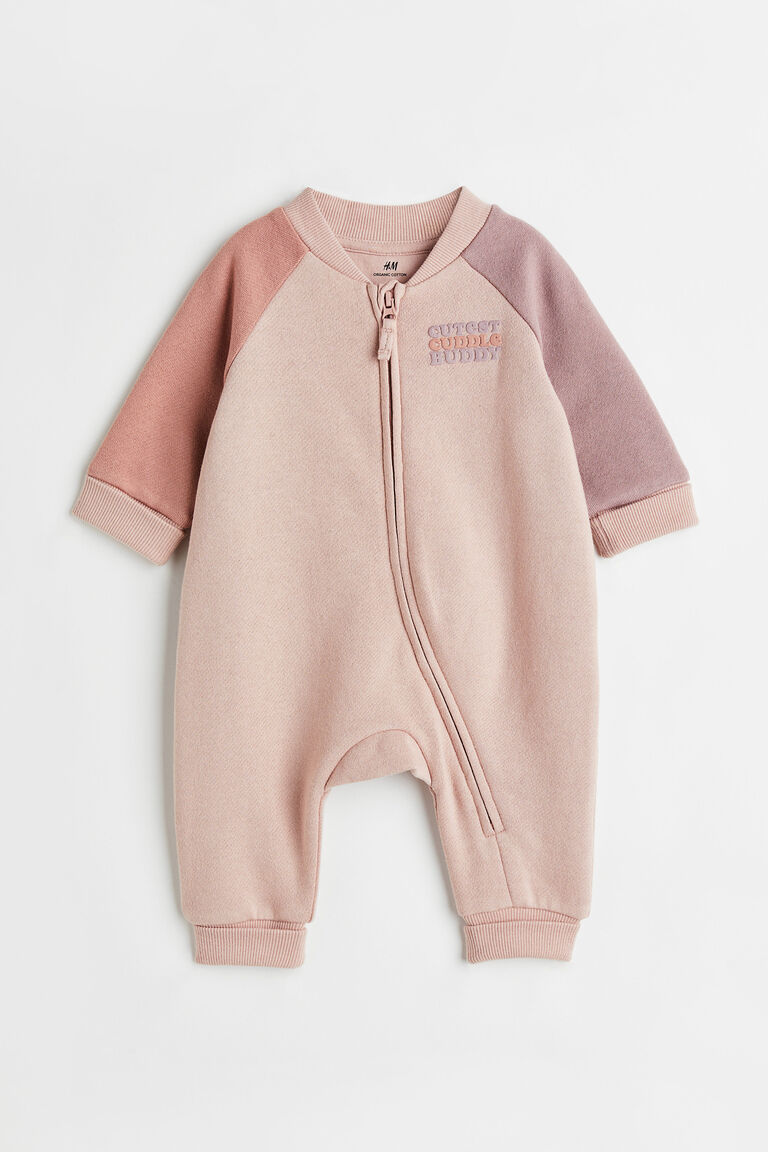 Foldover-trim romper suit