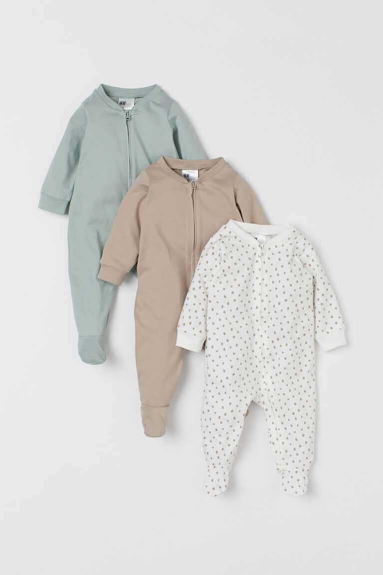 3-pack zip-up pyjamas