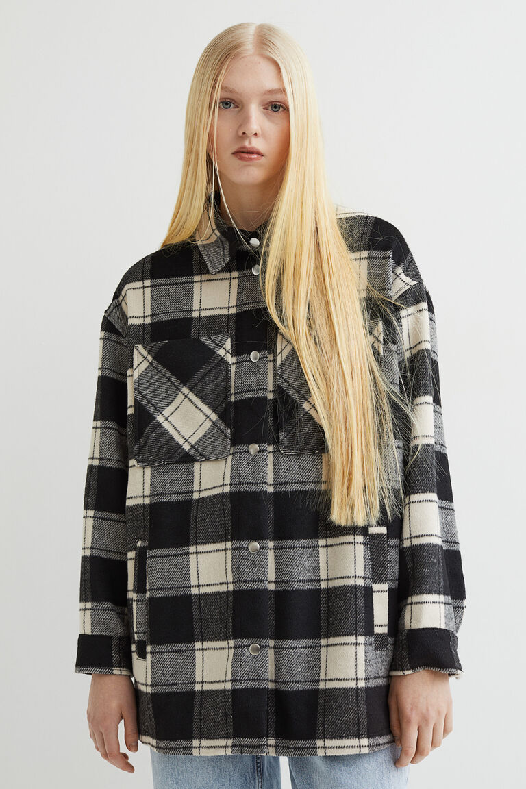 Brushed twill shacket