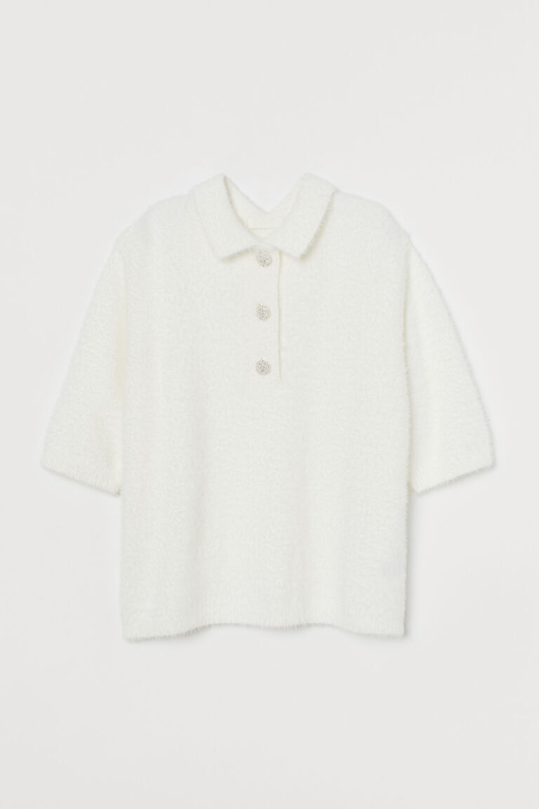 Sparkly-button fluffy top