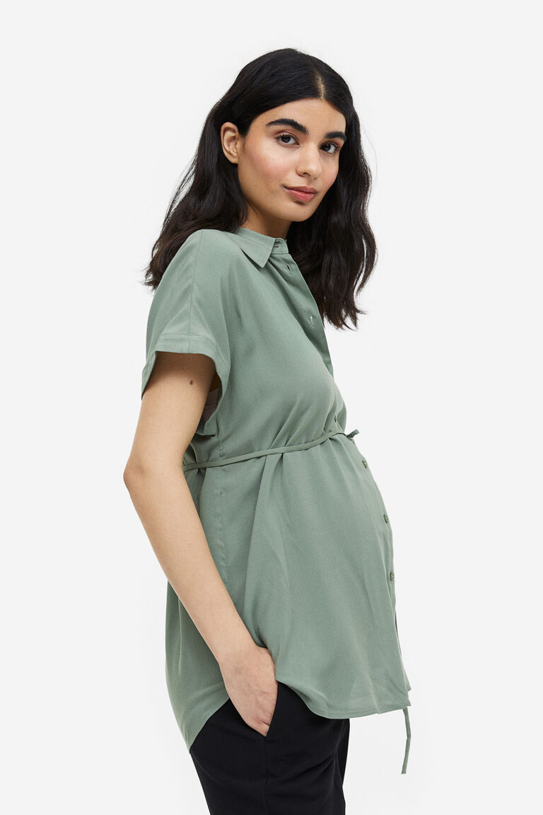 MAMA Tie-belt blouse