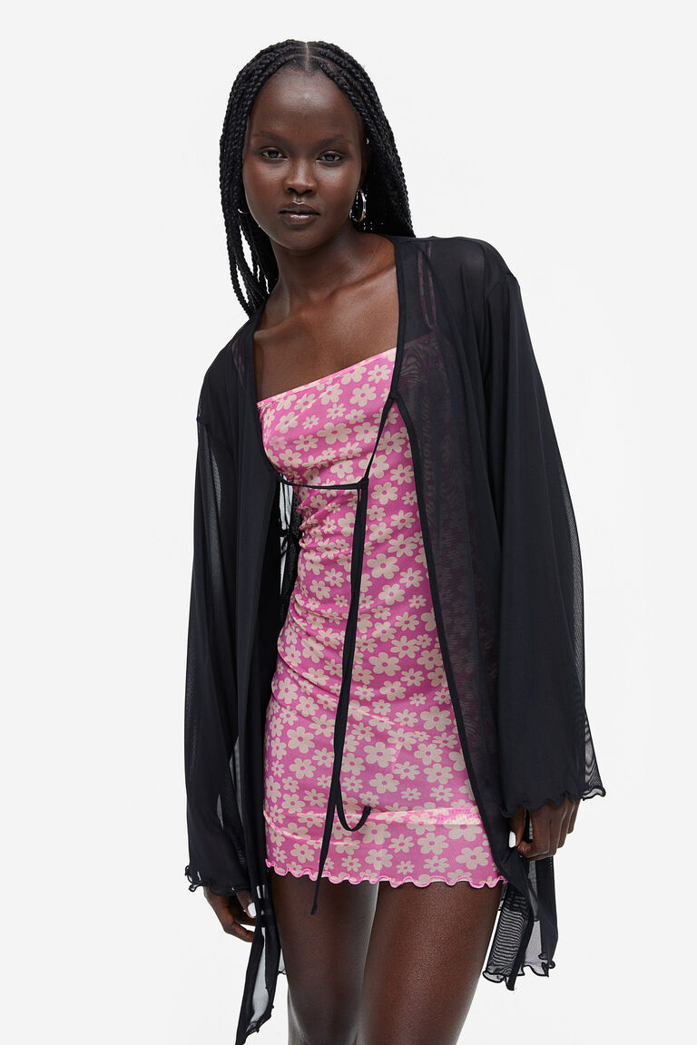 Tie-detail mesh tunic