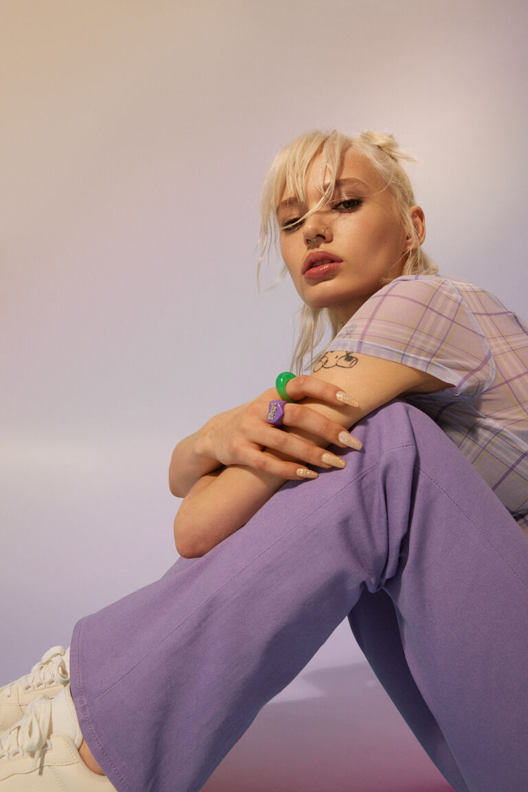 Low Waist Flared twill trousers