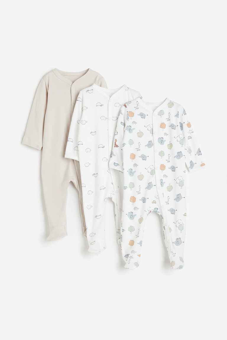 3-pack sleepsuits with full feet