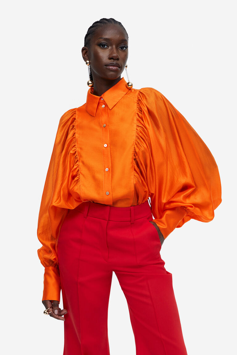 Balloon-sleeved blouse