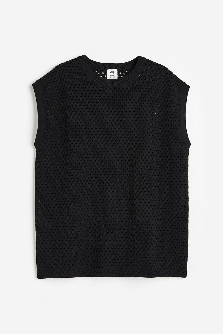 Oversized hole-knit vest top