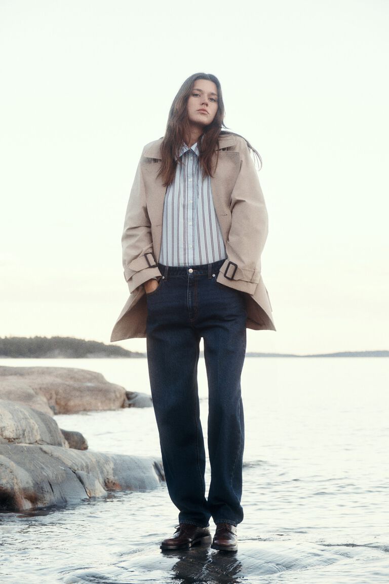 Crease-leg tapered jeans