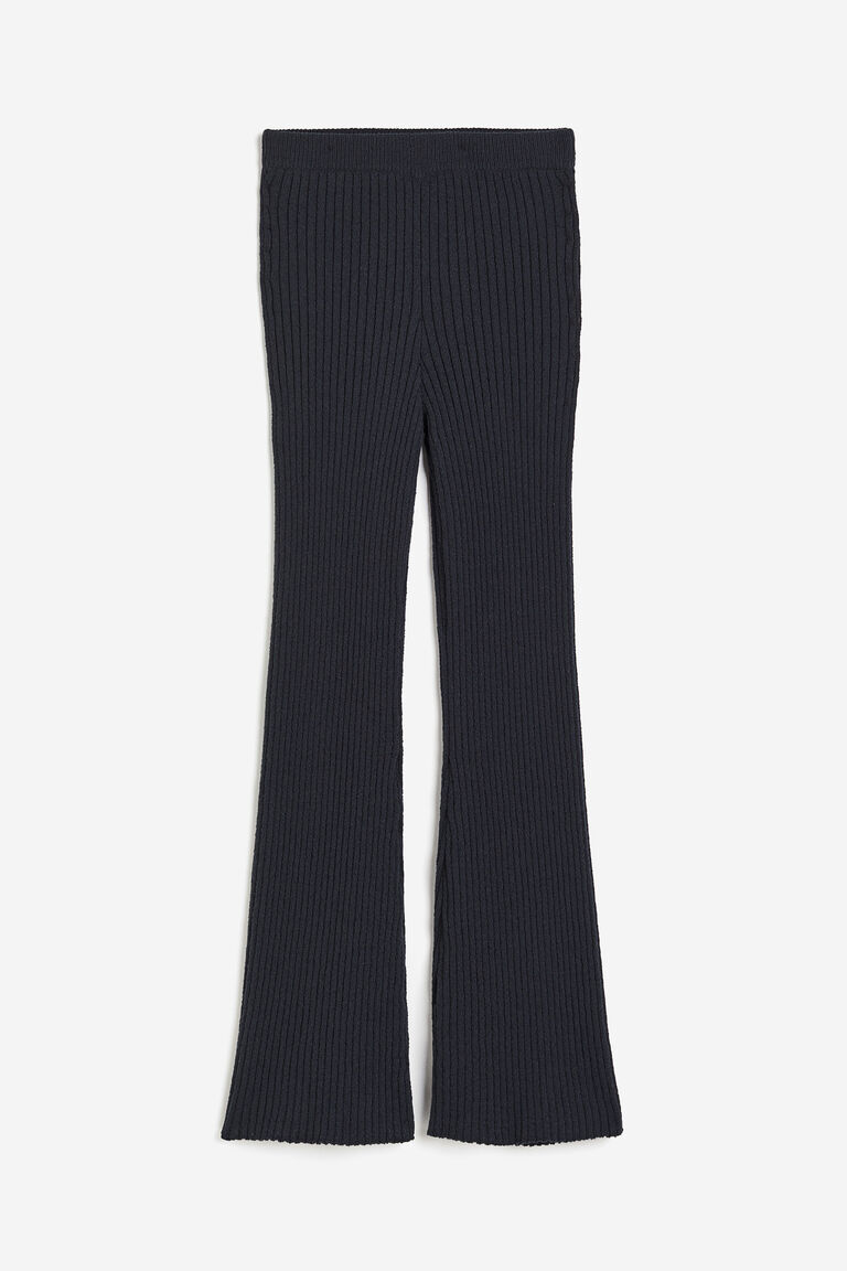Flared rib-knit trousers