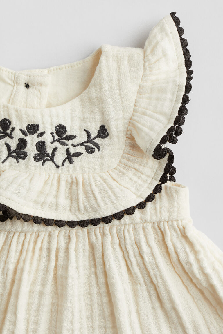 Embroidery-detailed muslin dress