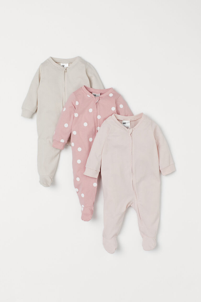 3-pack zip-up pyjamas