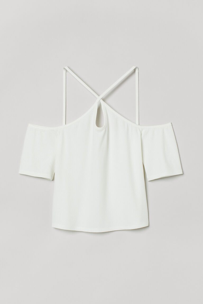 Ribbed cold shoulder top