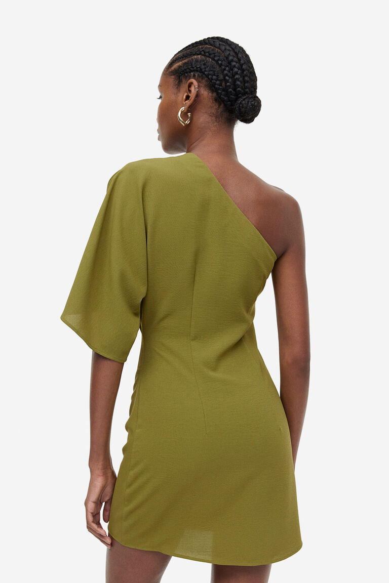 Draped one-shoulder dress