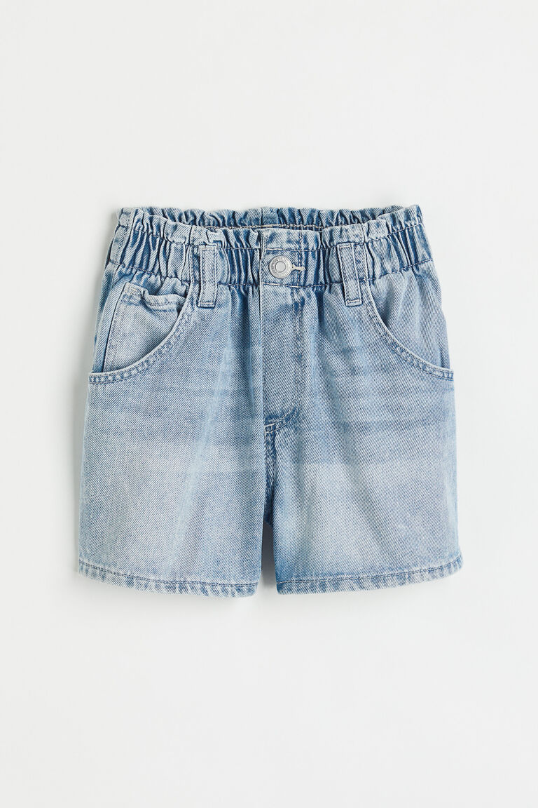 Denim paper bag shorts