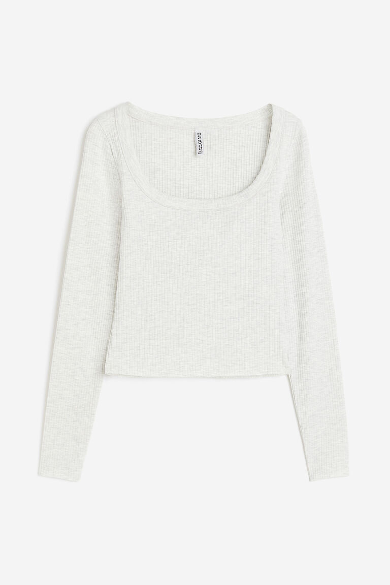 Ribbed square-neck top