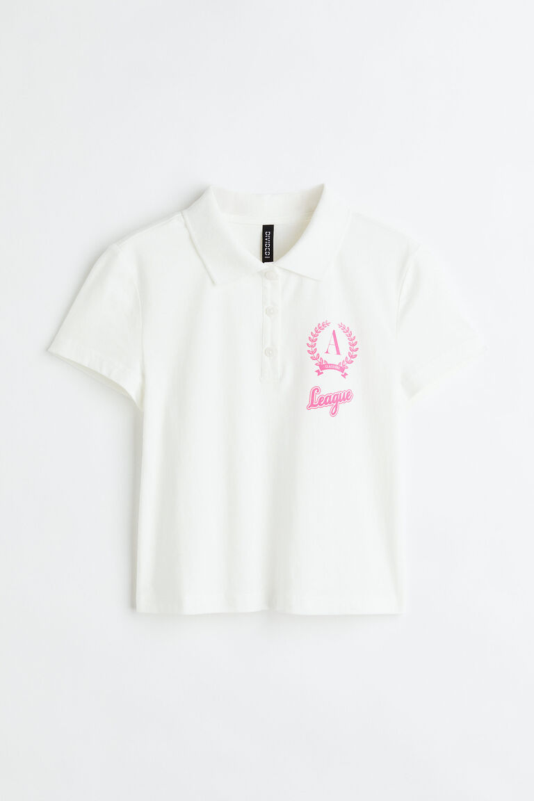 Cropped cotton polo shirt