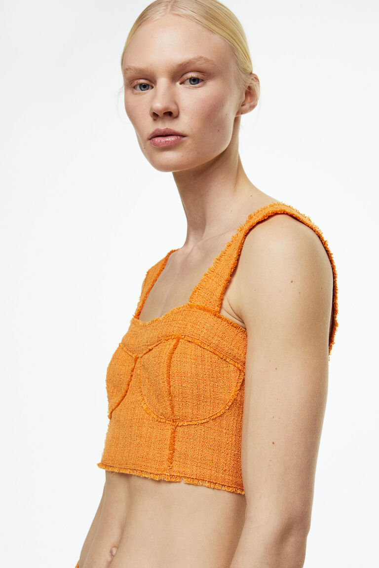 Fringe-trimmed crop top