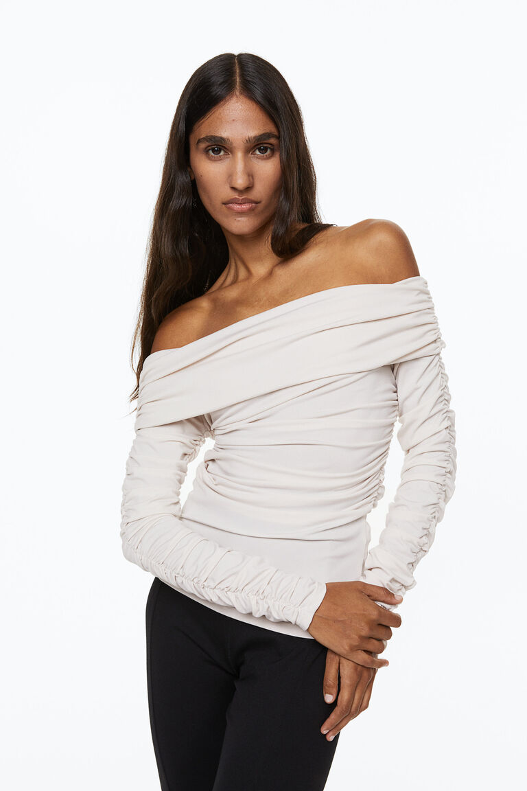 Draped off-the-shoulder top