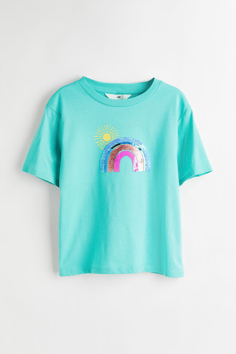 Reversible sequin-motif T-shirt