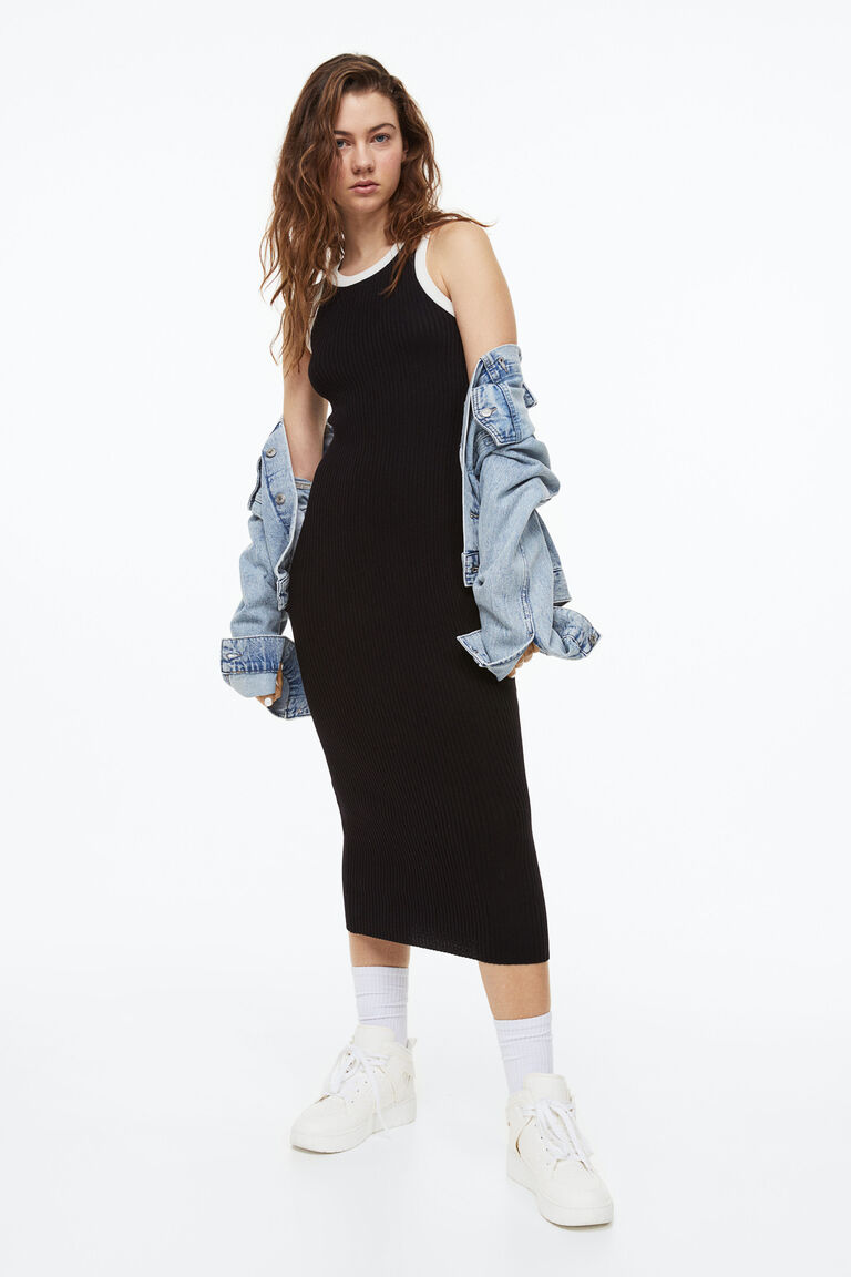 Rib-knit bodycon dress