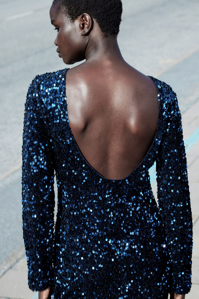 Sequined deep-back dress
