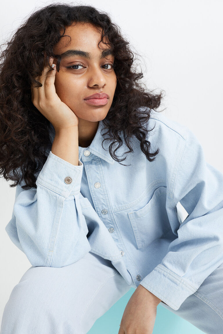 Cropped denim overshirt