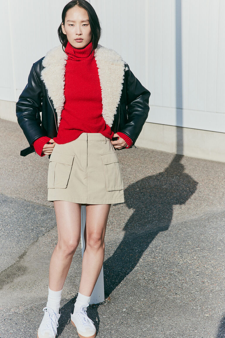 Rib-knit polo-neck jumper